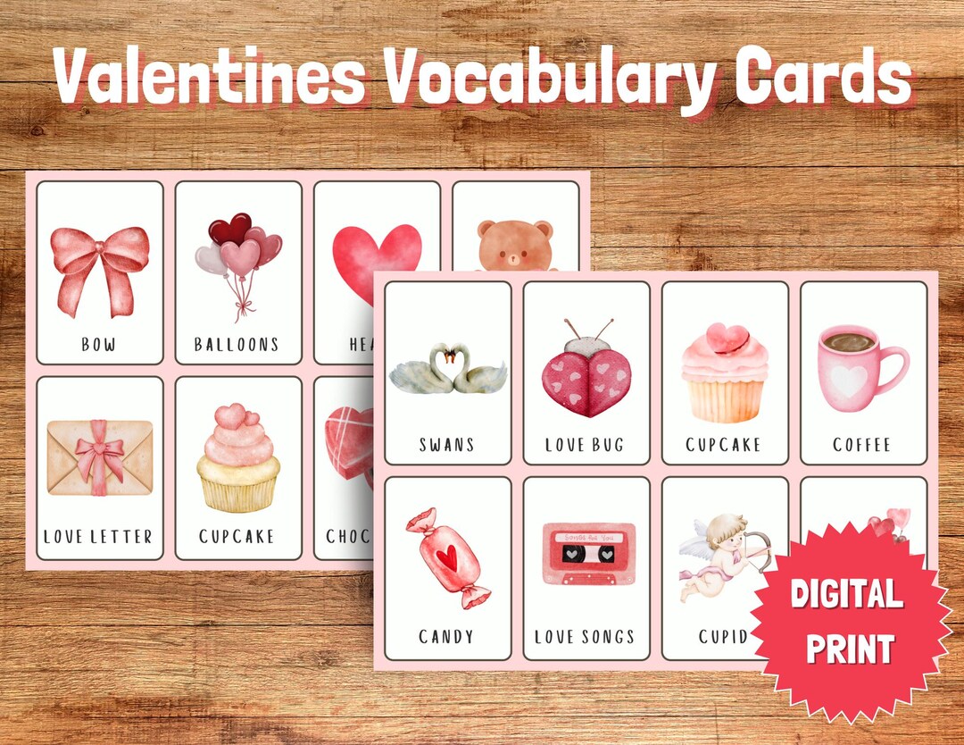 Printable Valentine's Day Vocabulary Cards for Kids | 20 Love ...