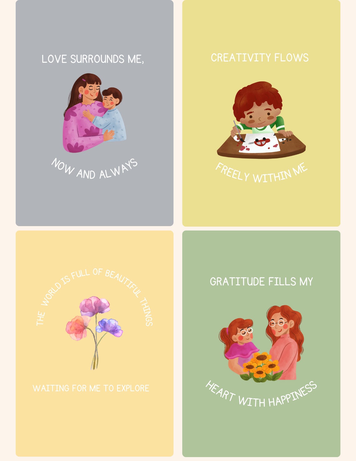 16 Printable Affirmation Cards for Children | Set of 16 Nurturing ...