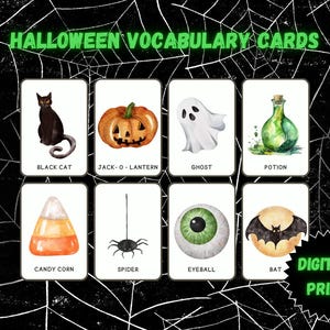 16 Printable Halloween Vocabulary Cards for Kids | Children's Spooky ...
