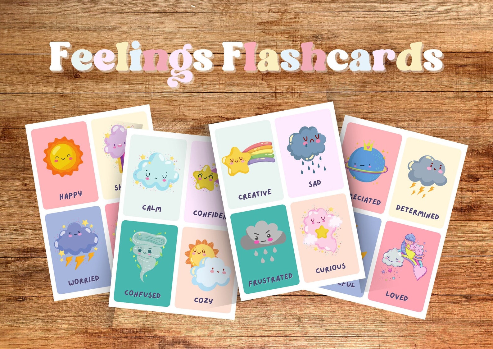 Printable Feelings Flash Cards for Kids | Emotional Development and ...