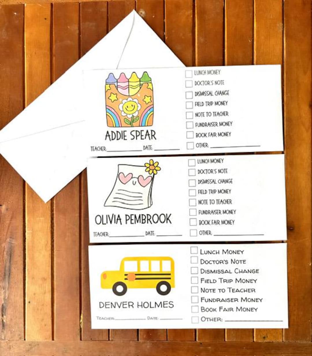 Pack of 10 Custom School Envelopes, Envelopes for Students, School ...