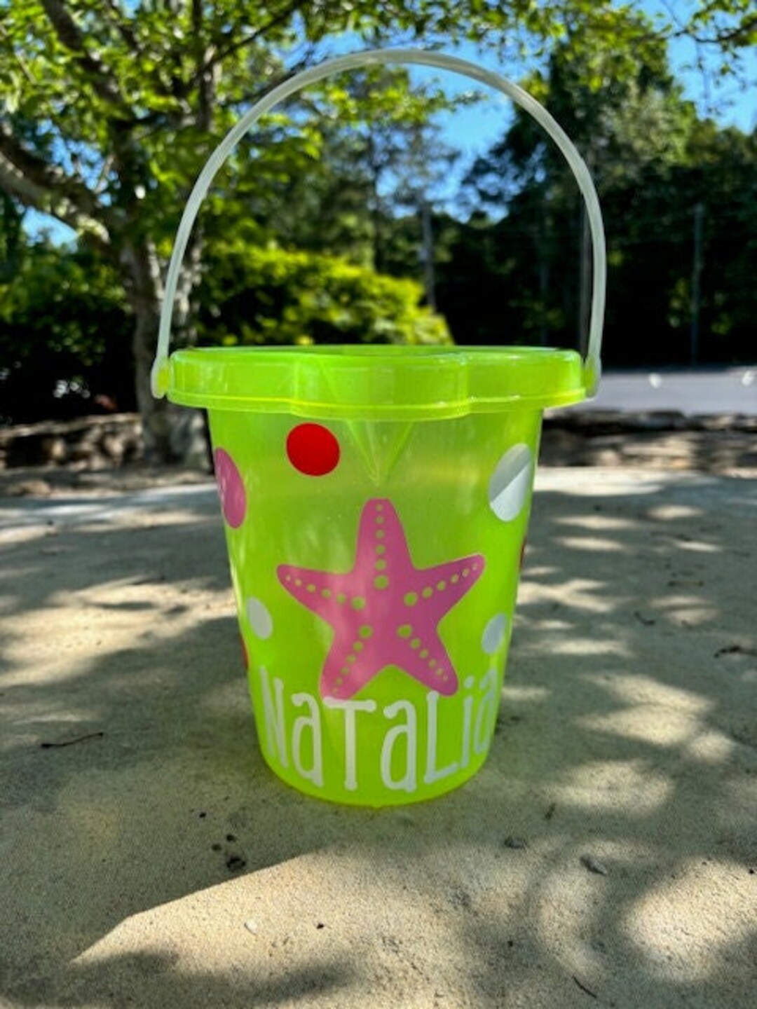 Personalized Beach Pail With Glitter, Custom Sand Bucket With Name ...