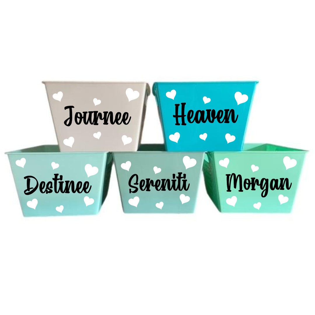 Custom Name Buckets With Hearts, Personalized Name Bucket, Bucket With ...