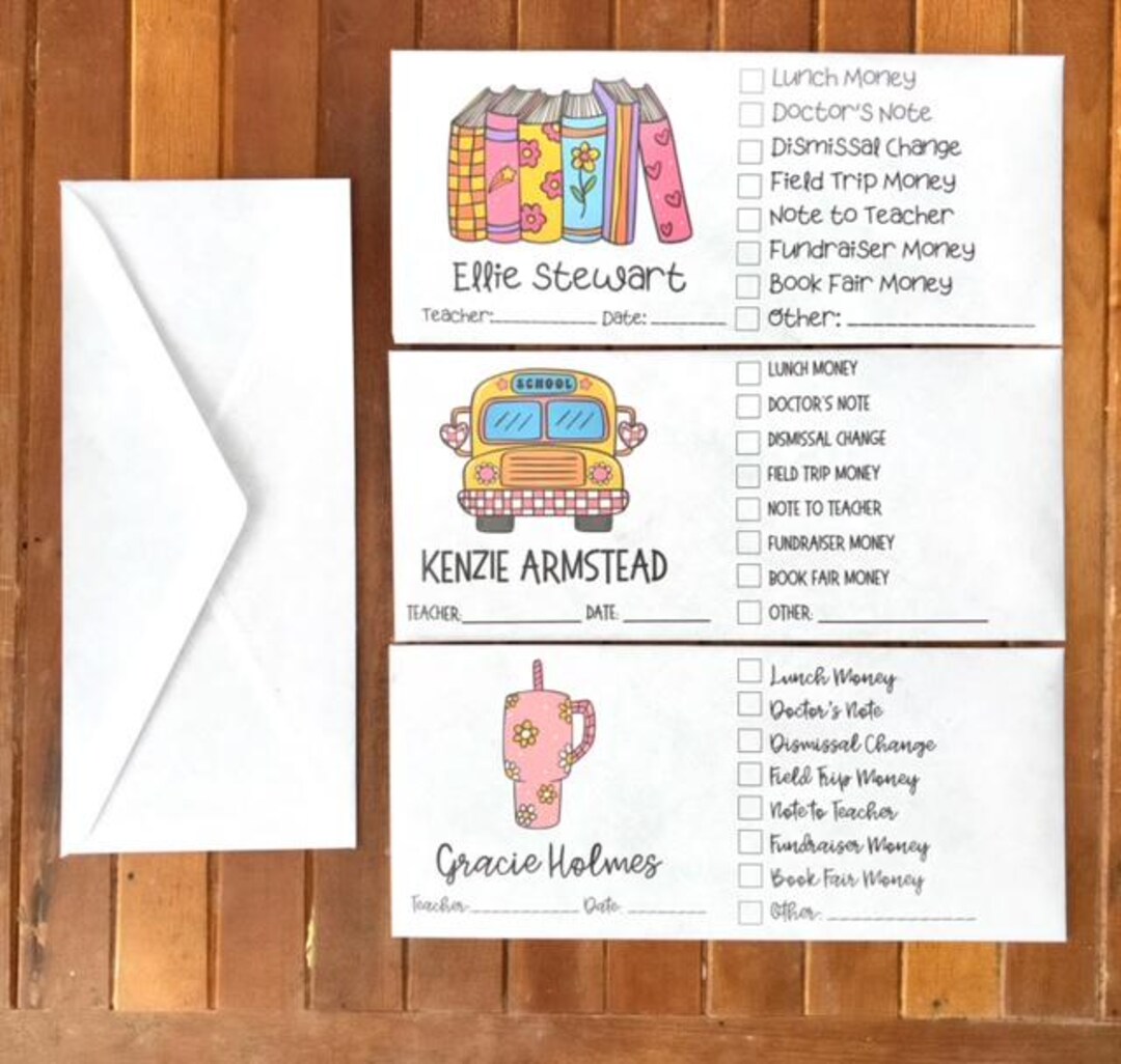 Pack of 10 Custom School Envelopes, Envelopes for Students, School ...