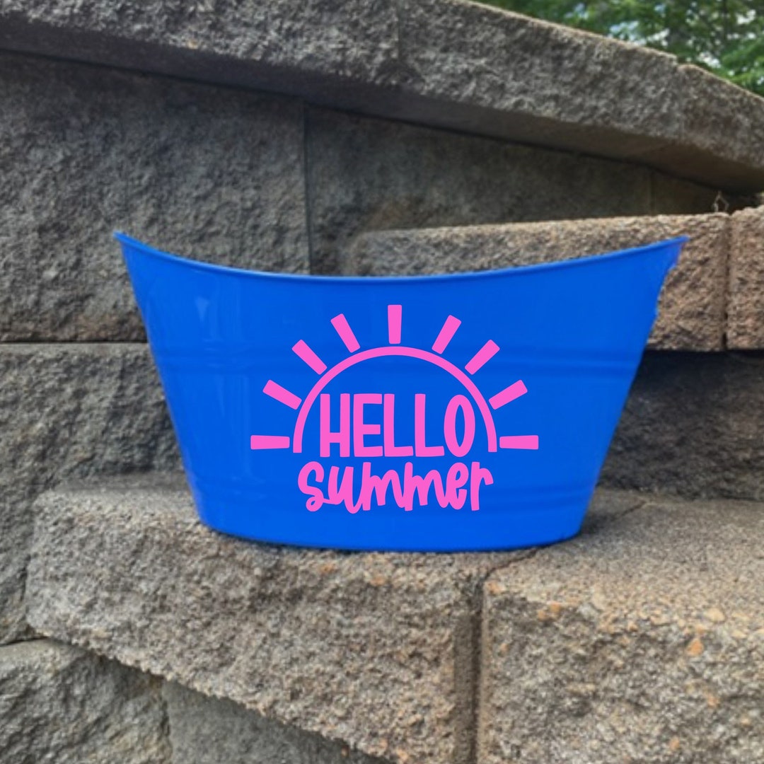 Hello Summer Storage Bucket, Summer Gift Basket, Pool Storage, Pool ...