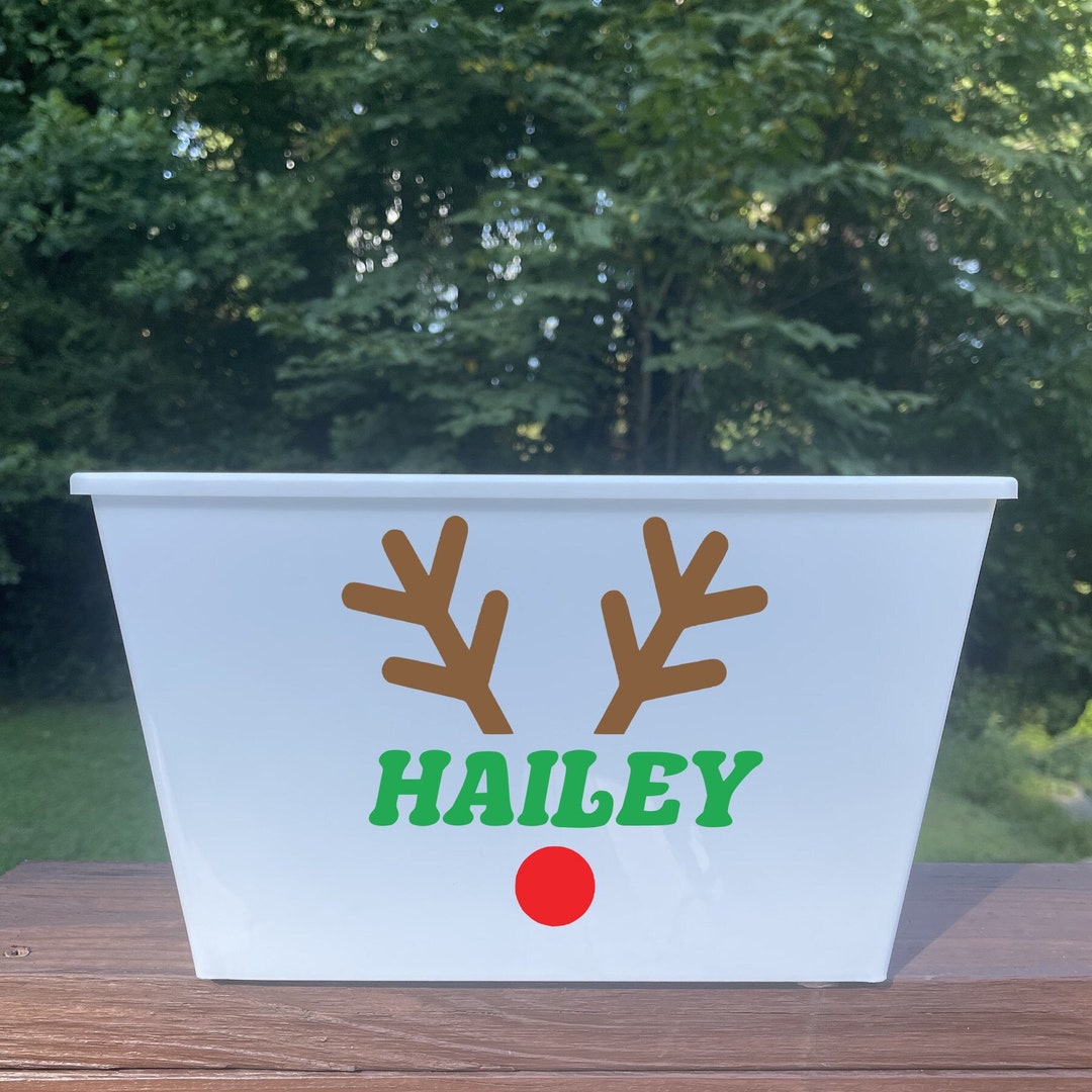 Custom Holiday Name Buckets, Reindeer Christmas Bucket, Bucket With ...