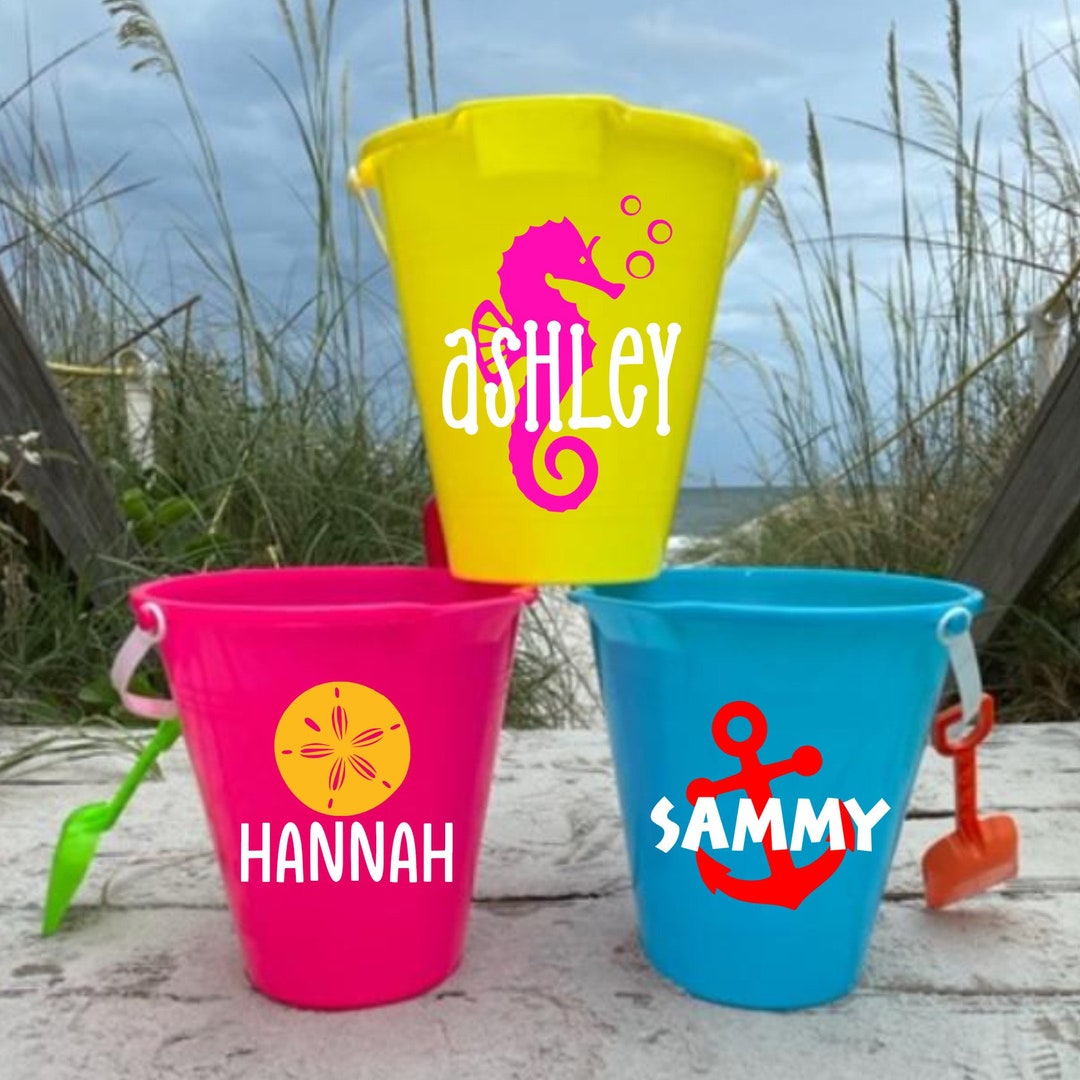 Personalized Beach Pail With Shovel, Custom Sand Bucket With Name ...