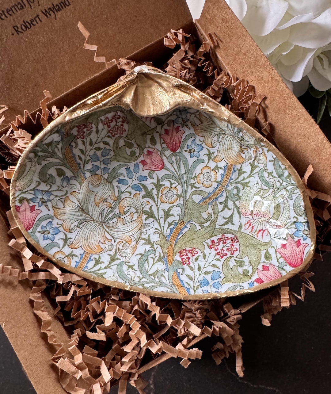 William Morris Clam Shell Trinket Dish: Green Floral Jewelry Dish - Etsy