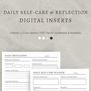 Daily Self Care and Reflection Planner, Daily Self Care and Reflection ...