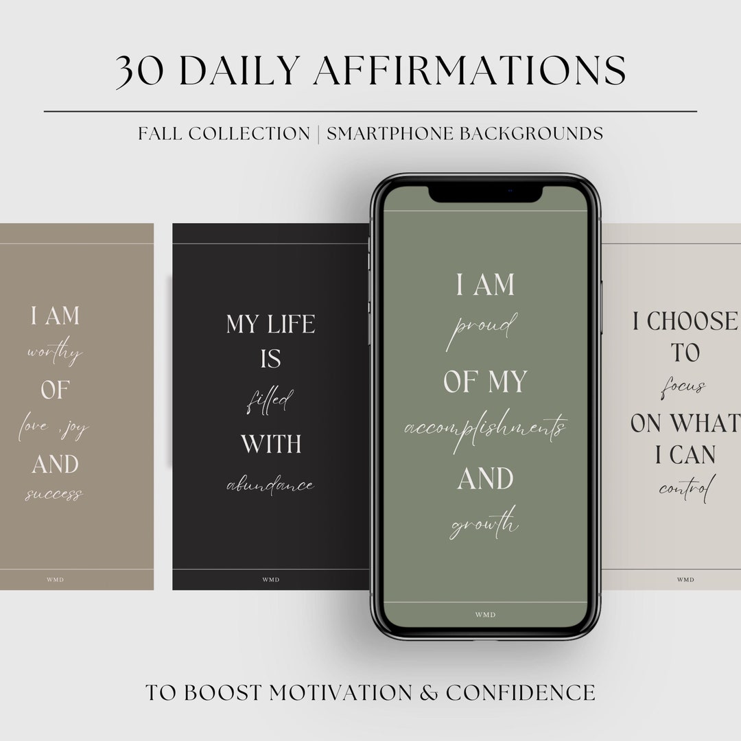 30 Daily Affirmation Background Bundle, Fall Digital Smartphone ...