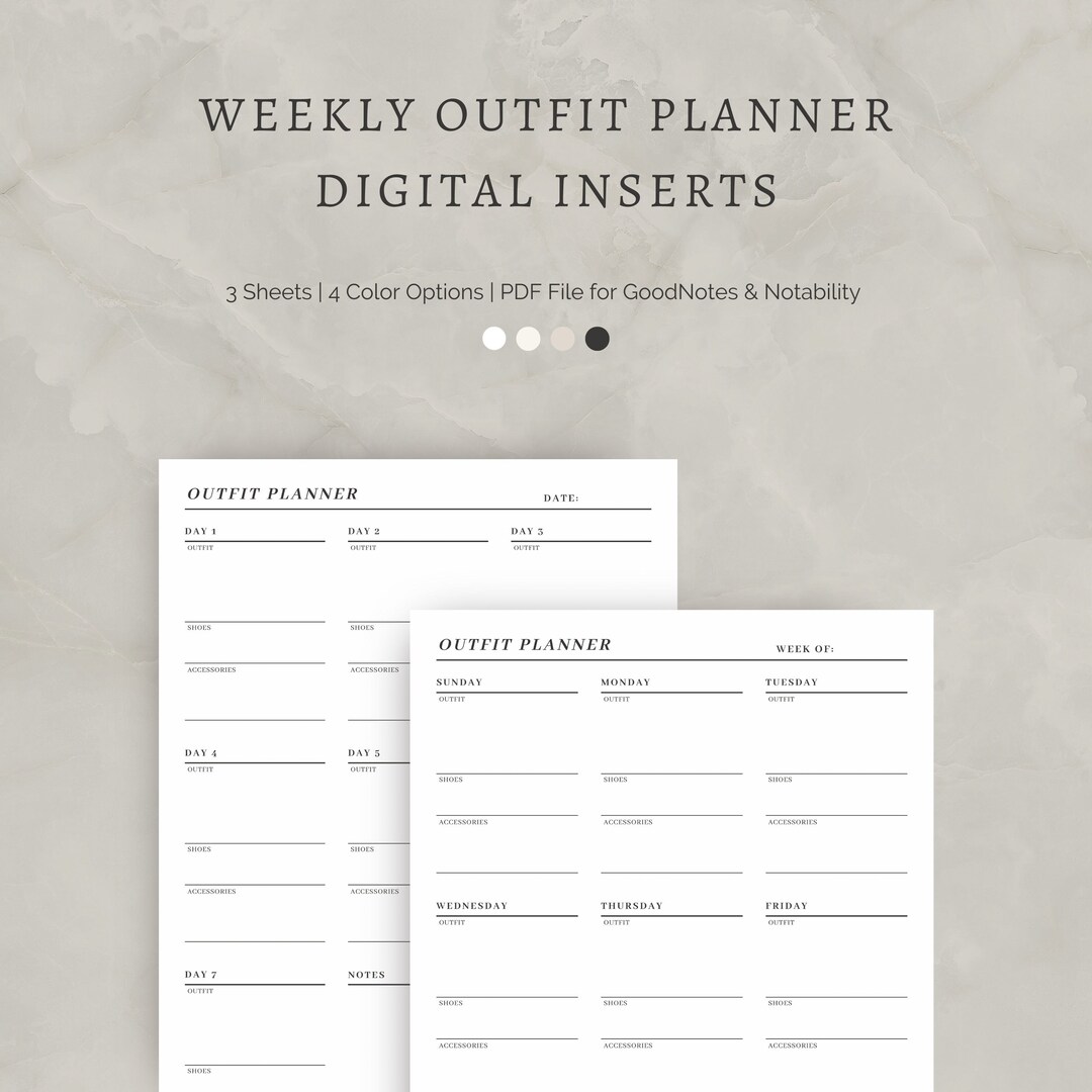 Weekly Outfit Planner Outfit Organizer Wardrobe Organizer - Etsy
