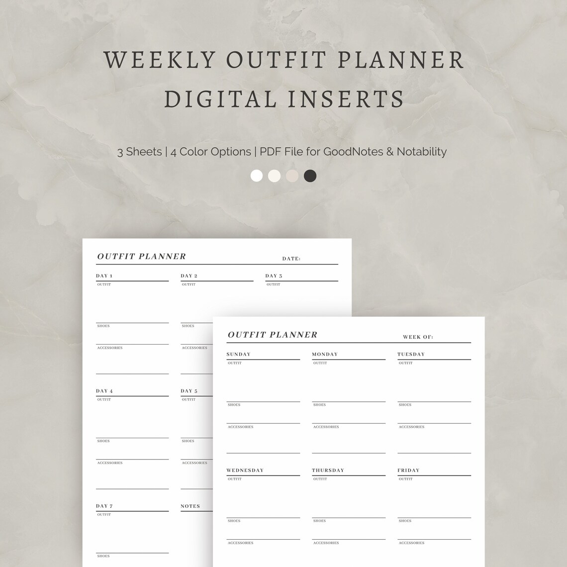 Weekly Outfit Planner Outfit Organizer Wardrobe Organizer - Etsy