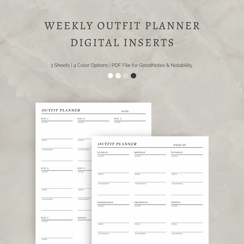 Weekly Outfit Planner Outfit Organizer Wardrobe Organizer - Etsy