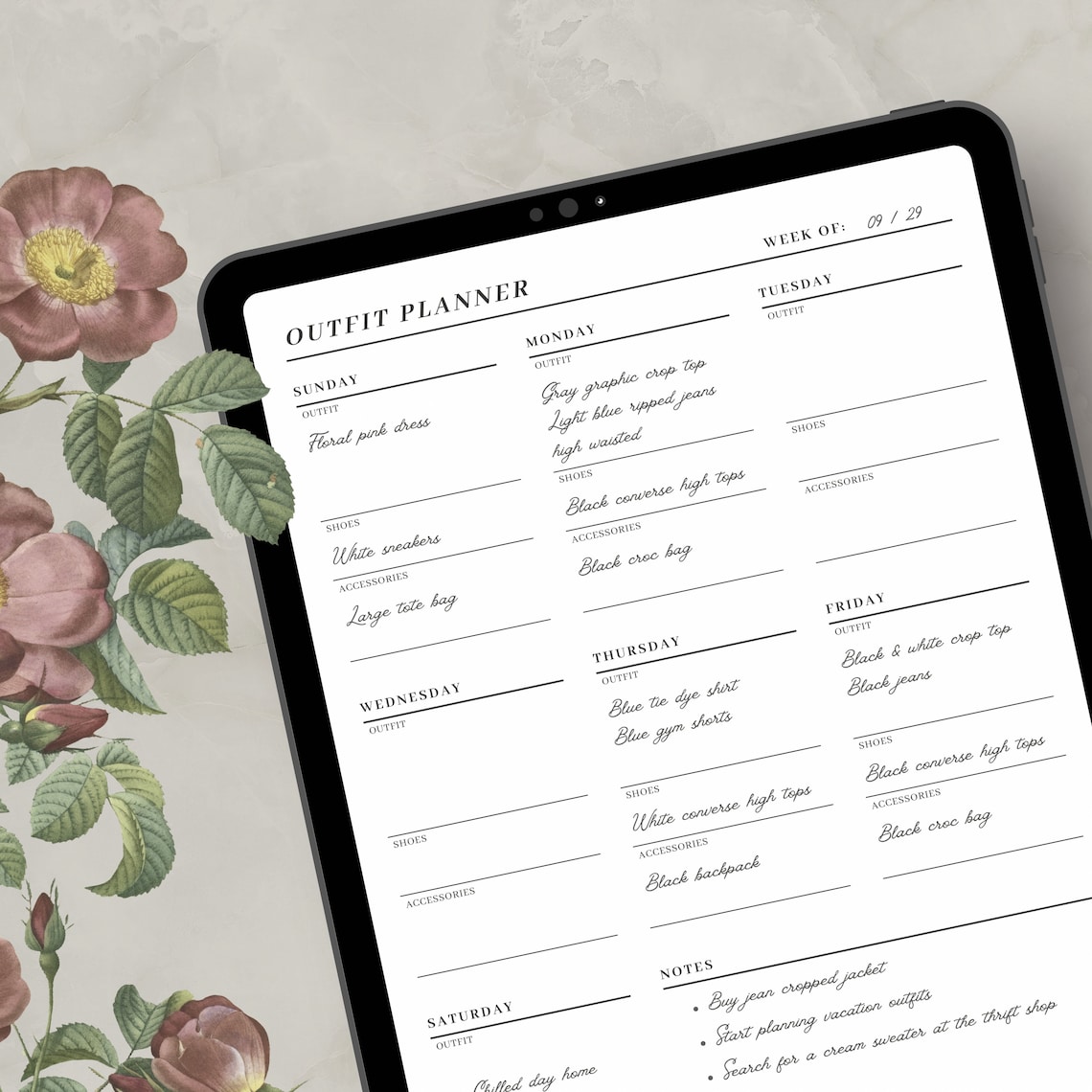 Weekly Outfit Planner, Outfit Organizer, Wardrobe Organizer, Wardrobe ...