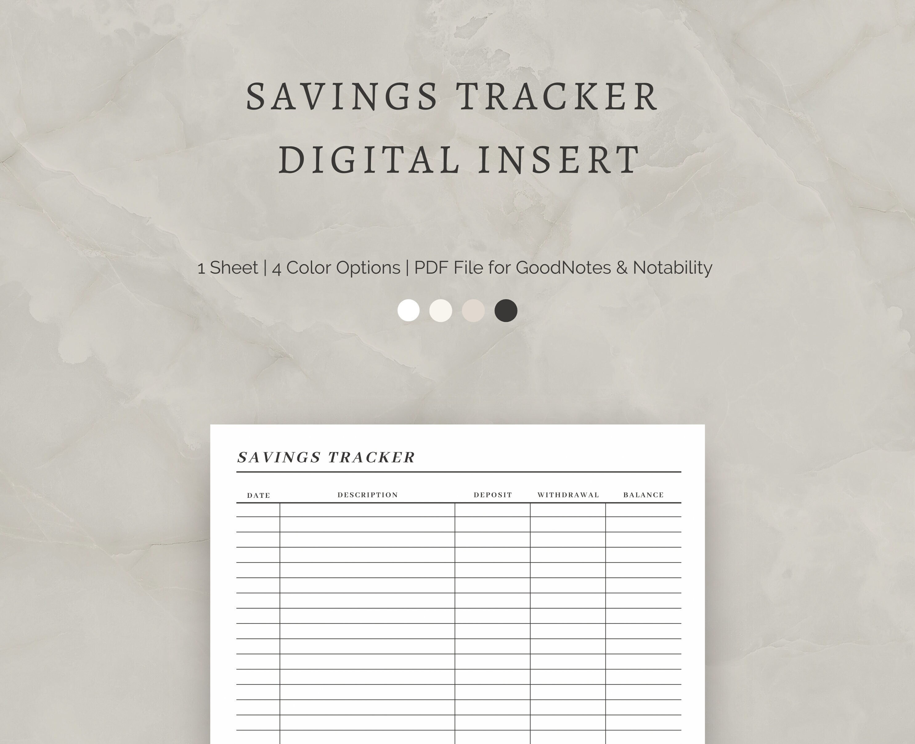 Savings Tracker, Savings Log Digital Planner Template, Goodnotes ...