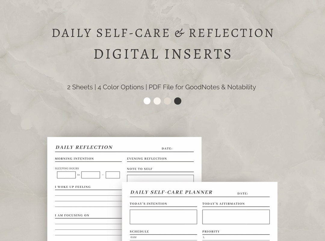 Daily Self Care and Reflection Planner, Daily Self Care and Reflection ...