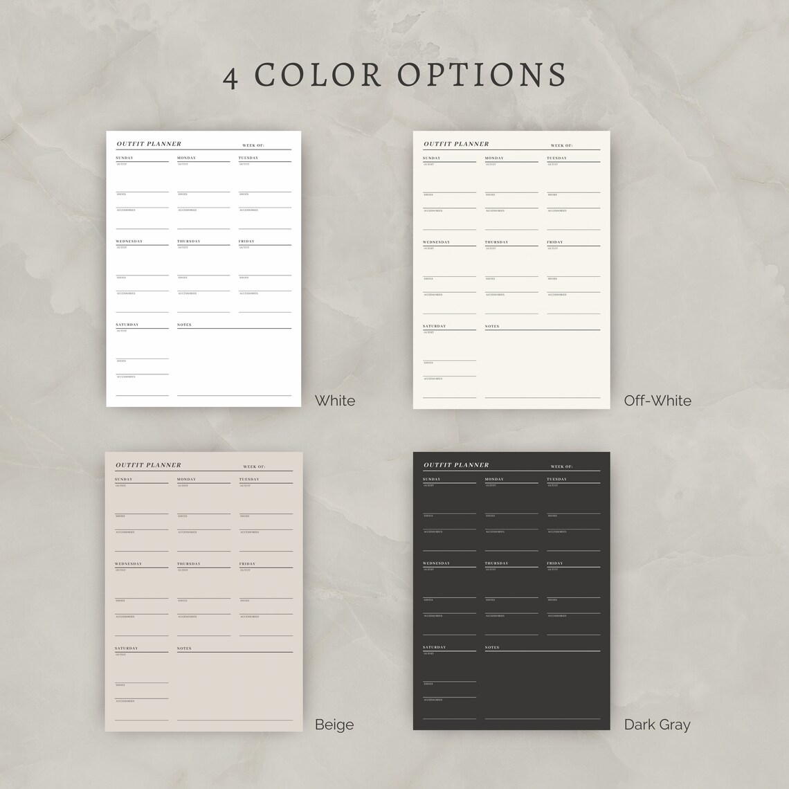 Weekly Outfit Planner, Outfit Organizer, Wardrobe Organizer, Wardrobe ...