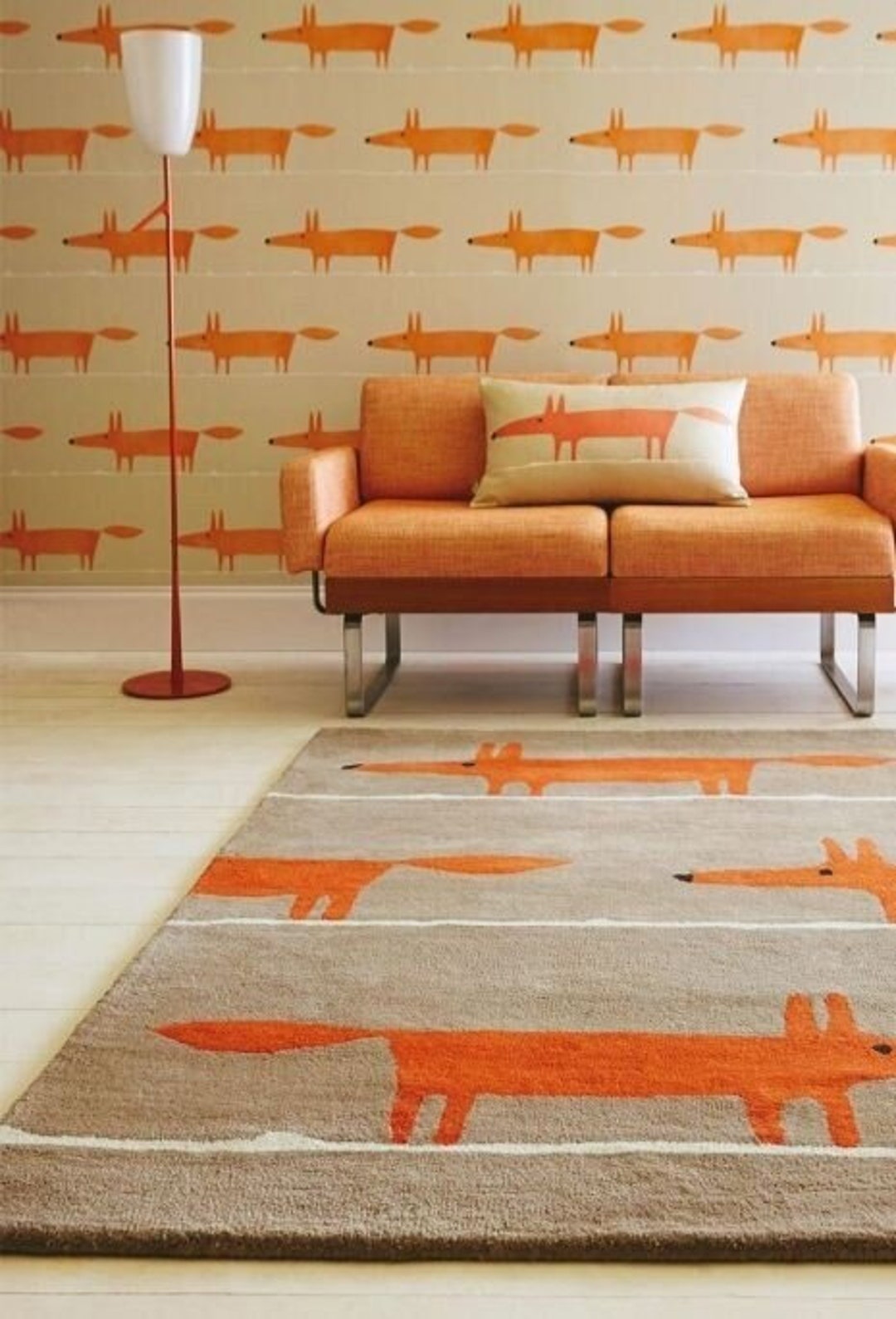 Hand Tufted Mr Fox Printed Rug cinnamon Handmade Wool Area Rugs Carpets ...