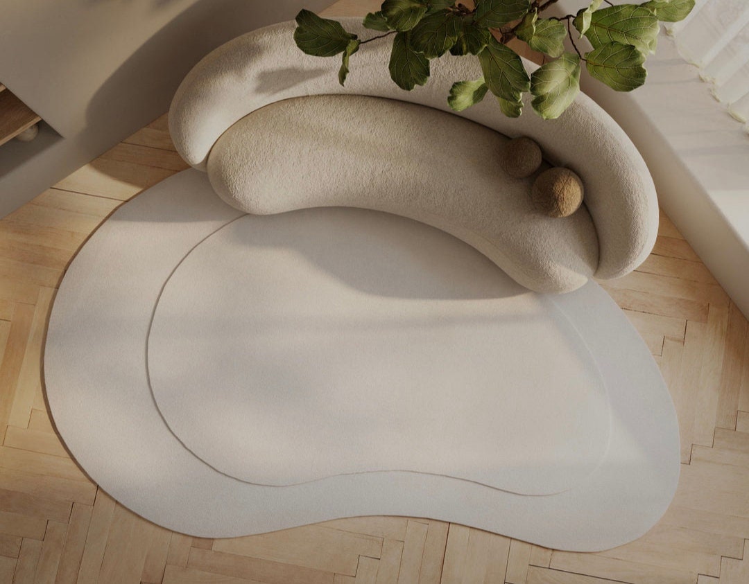 Hand Tufted Kidney Shaped Modern Aesthetics Wool Area Rug Handmade ...