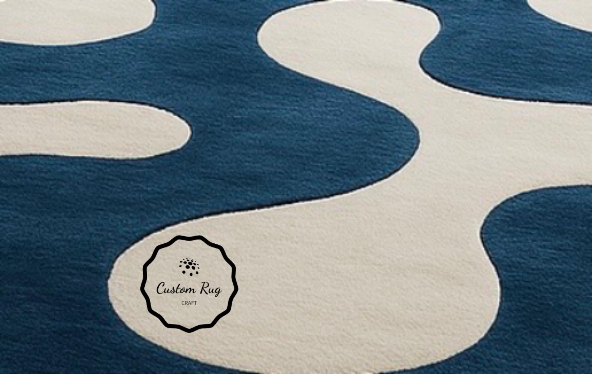 Abstract Organic Shape Area Rug, Handmade Modern Wavy Carpet ...