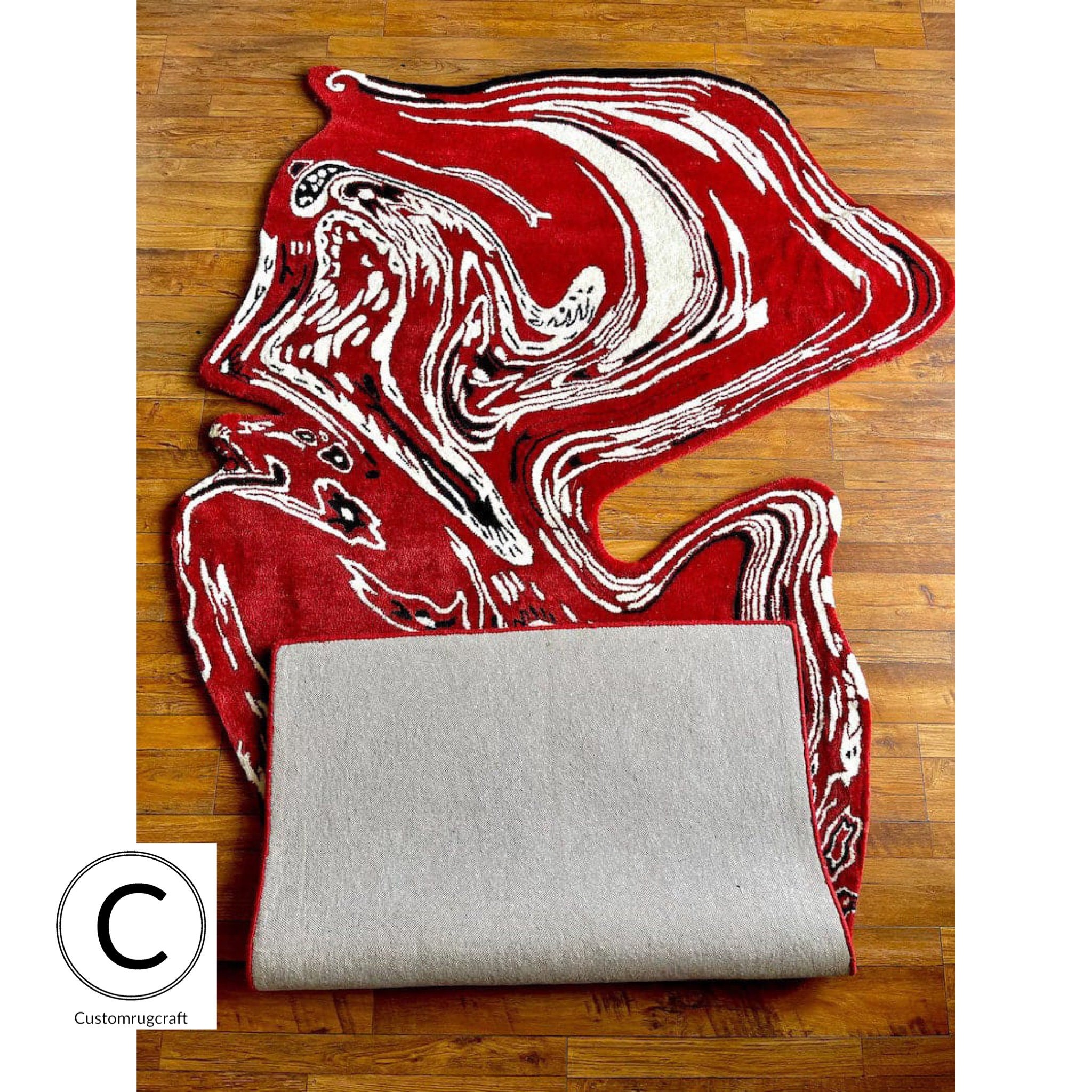 Melting Red Persian Handmade Tufted 100% Wool, Trending Melting Rug for ...