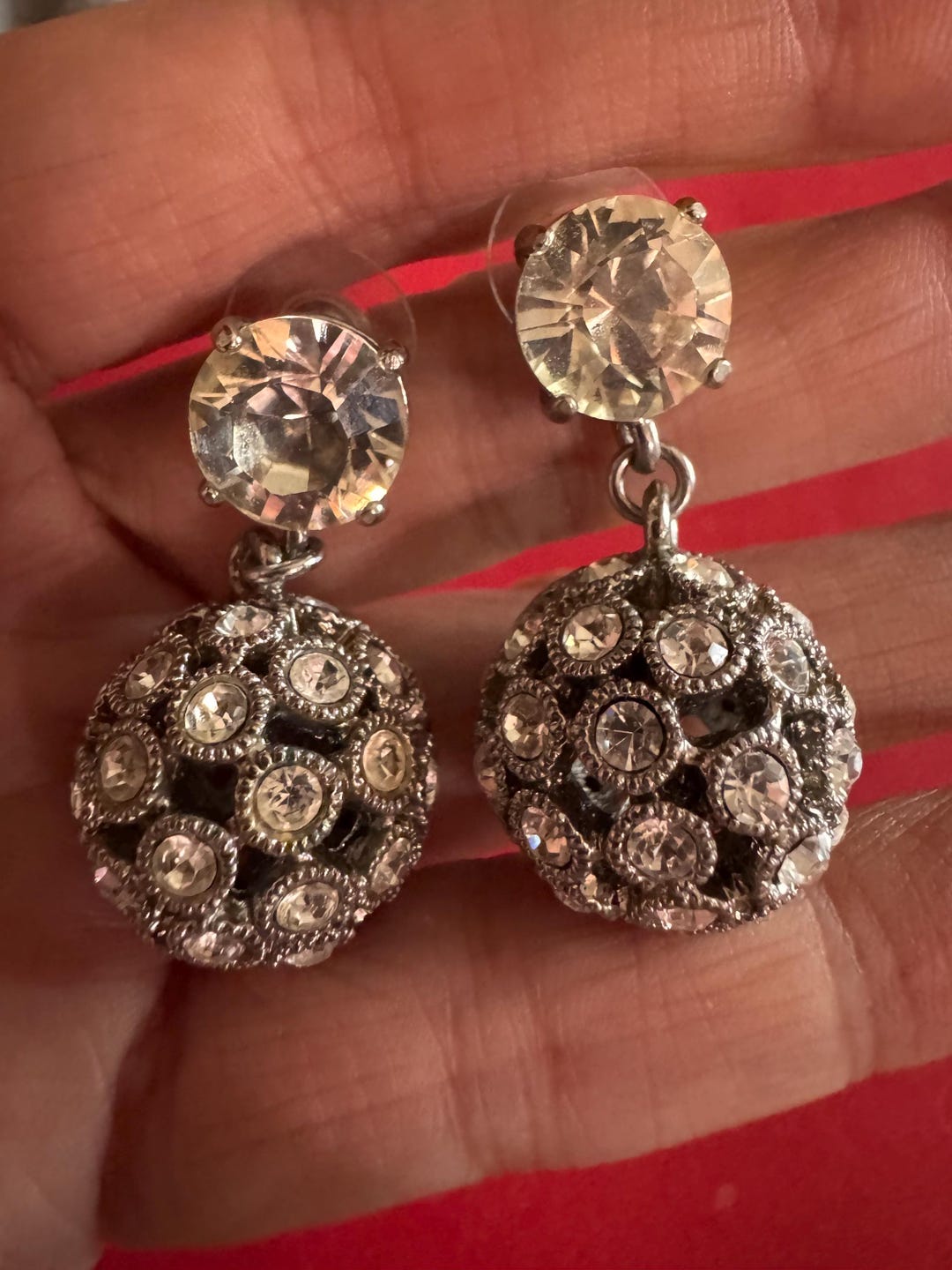 Rhinestone Disco Ball Drop Earrings. - Etsy