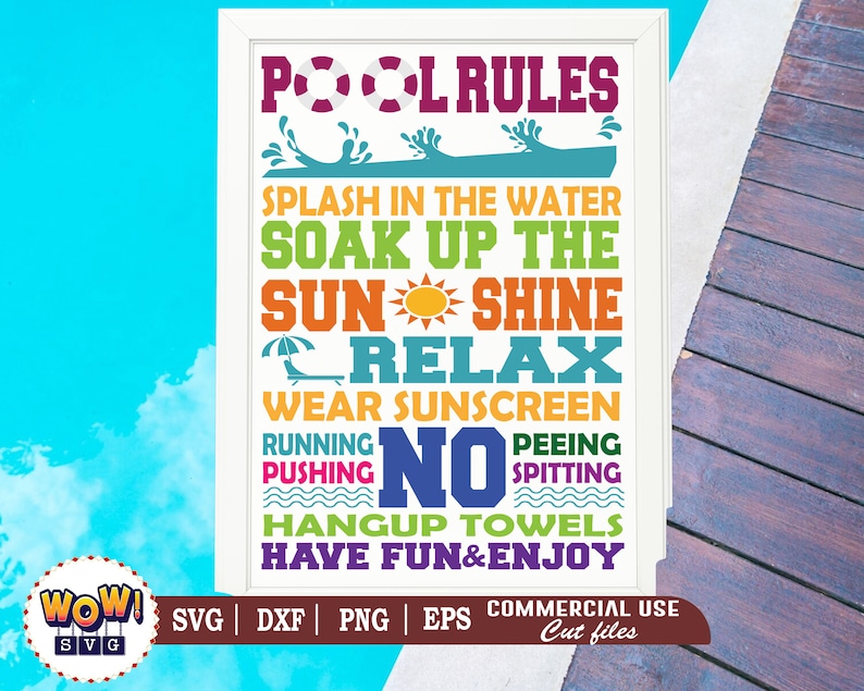 Pool Rules Svg Dxf Png, Pool Rules Board Svg, Surfing Svg, Beach Svg ...