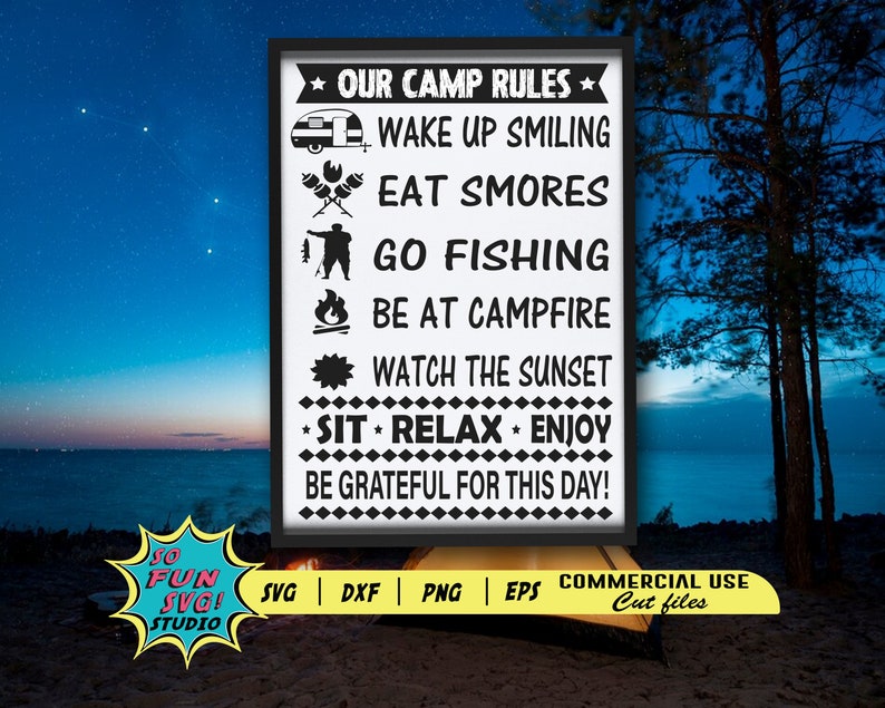 Our Camp Rules Svg Dxf Png, Camping SVG, Camper Svg, RV Svg, Outdoor ...