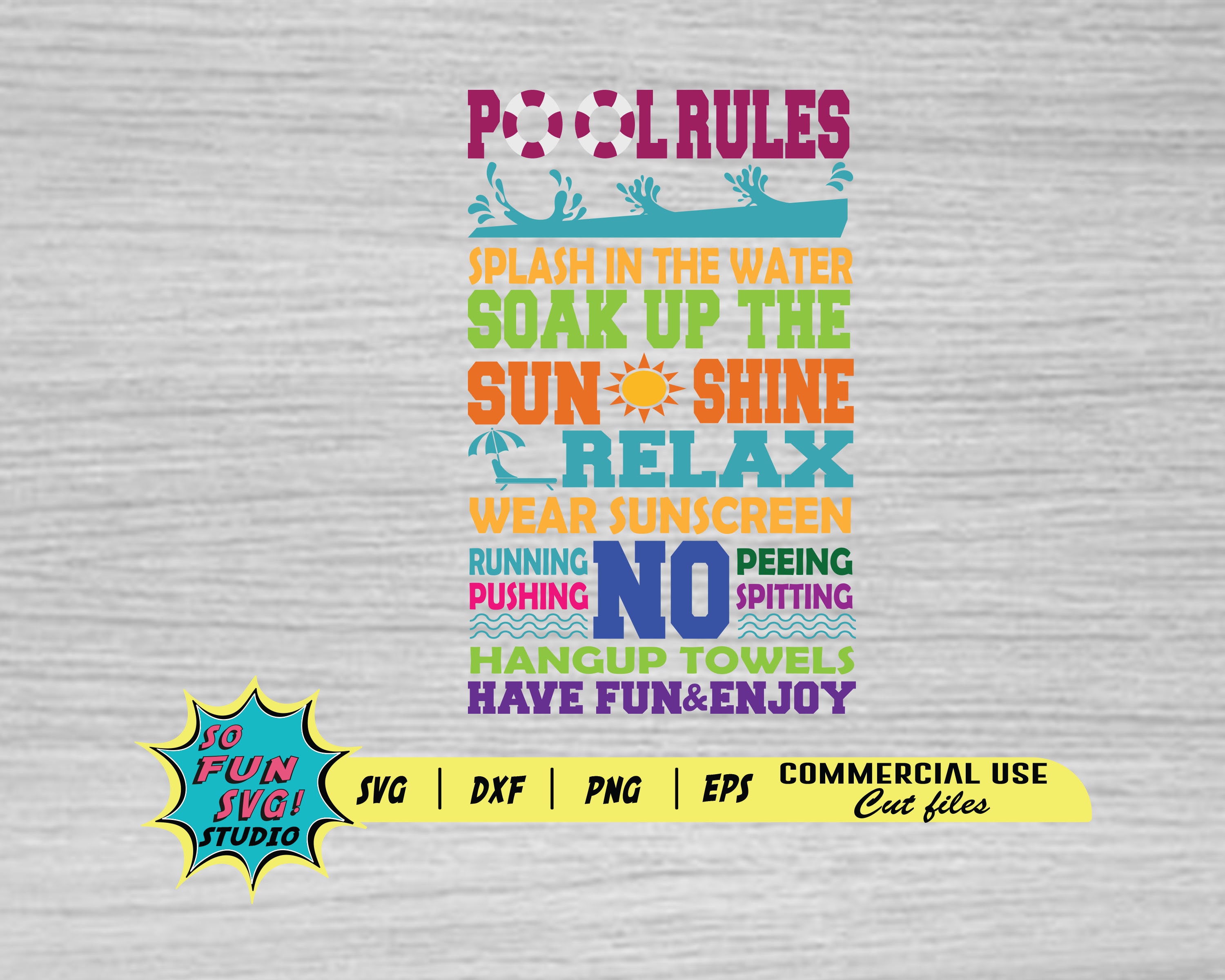 Pool Rules Svg Dxf Png, Pool Rules Board Svg, Surfing Svg, Beach Svg ...