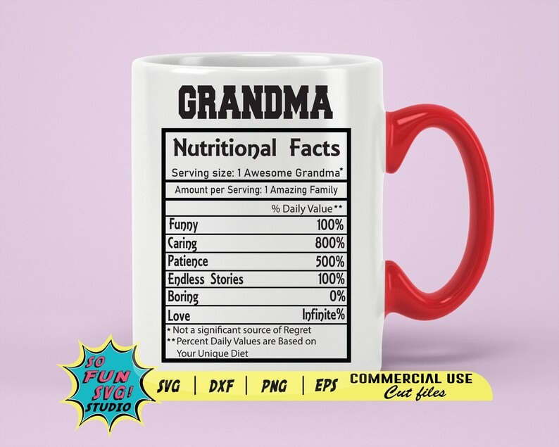 Grandma Nutrition Facts Svg, Family Nutritional Facts, Nutritional ...