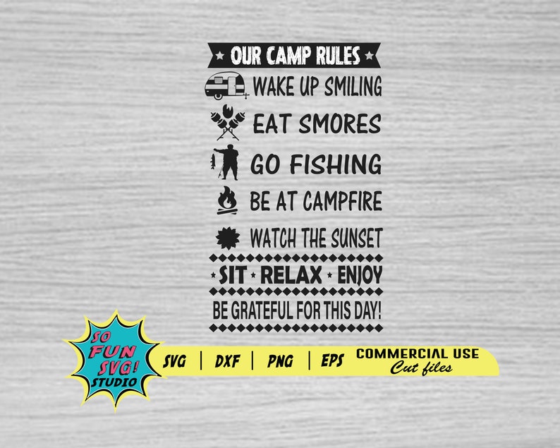 Our Camp Rules Svg Dxf Png, Camping SVG, Camper Svg, RV Svg, Outdoor ...