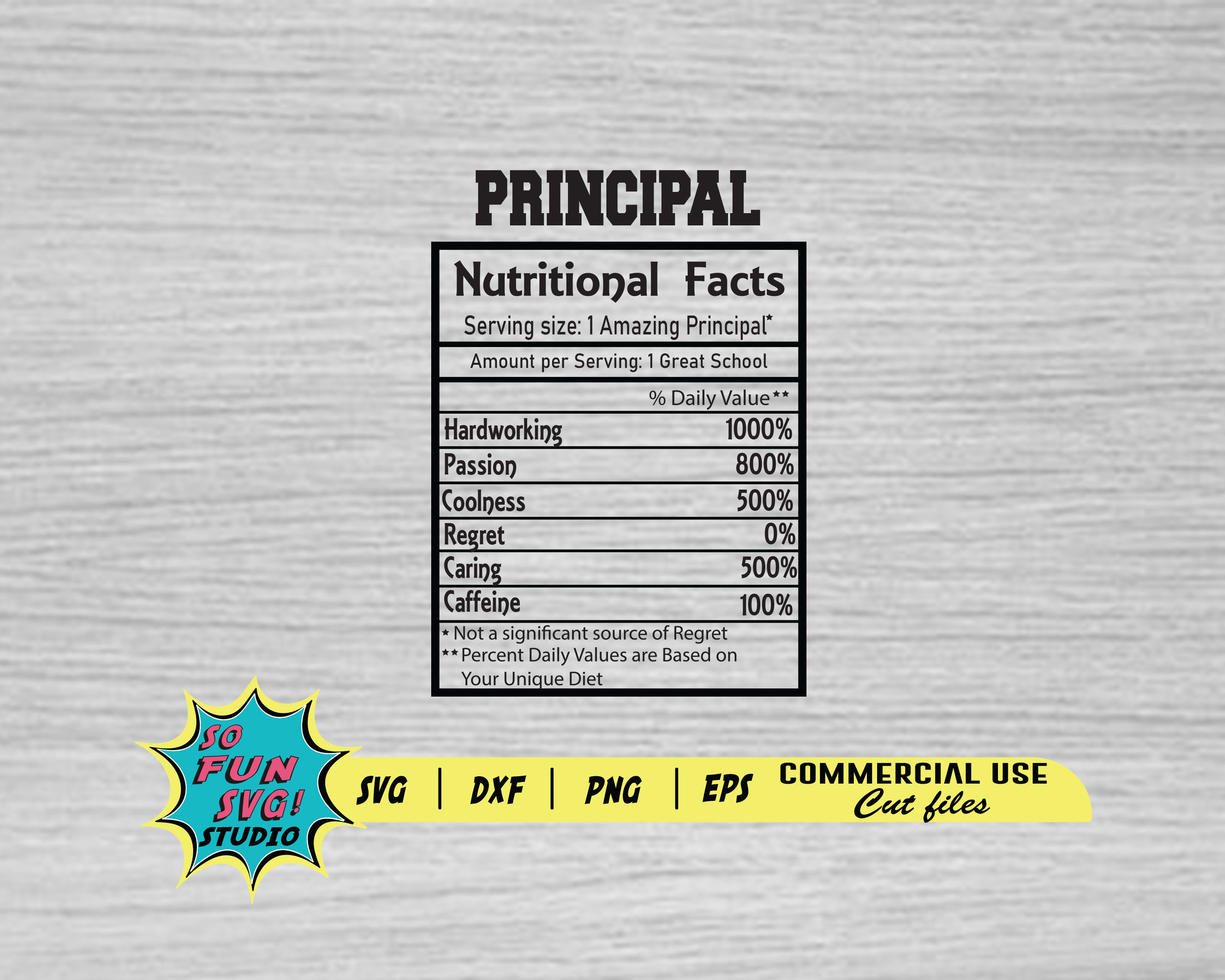 Principal Nutritional Facts Svg Dxf Png, Principal Svg Files for Cricut ...