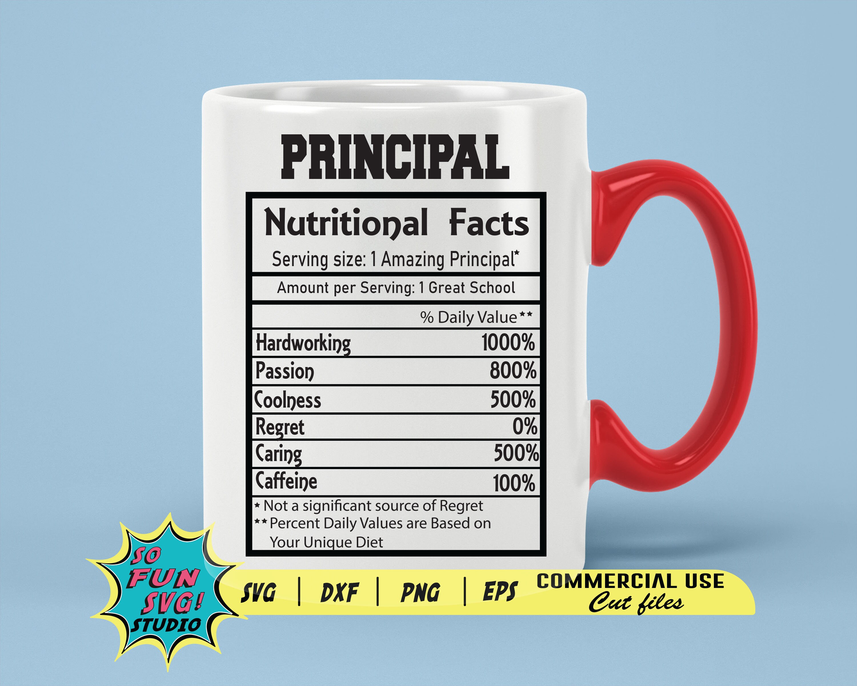 Principal Nutritional Facts Svg Dxf Png, Principal Svg Files for Cricut ...