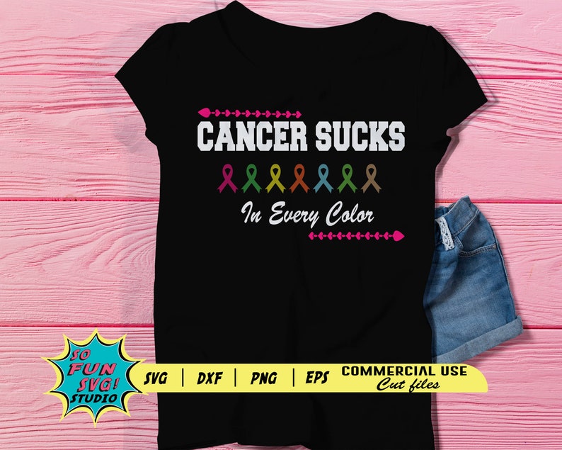 Cancer Sucks in Every Color Svg, Breast Cancer Svg, Cancer Awareness ...