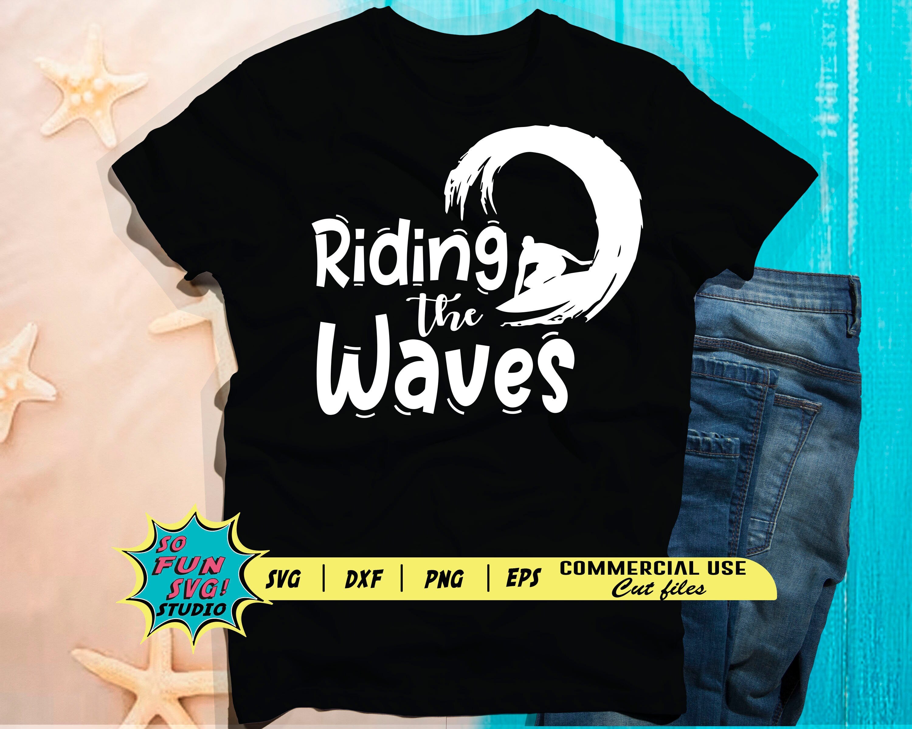 Riding the Waves Svg Exf Png Beach Vector Printable Clipart - Etsy