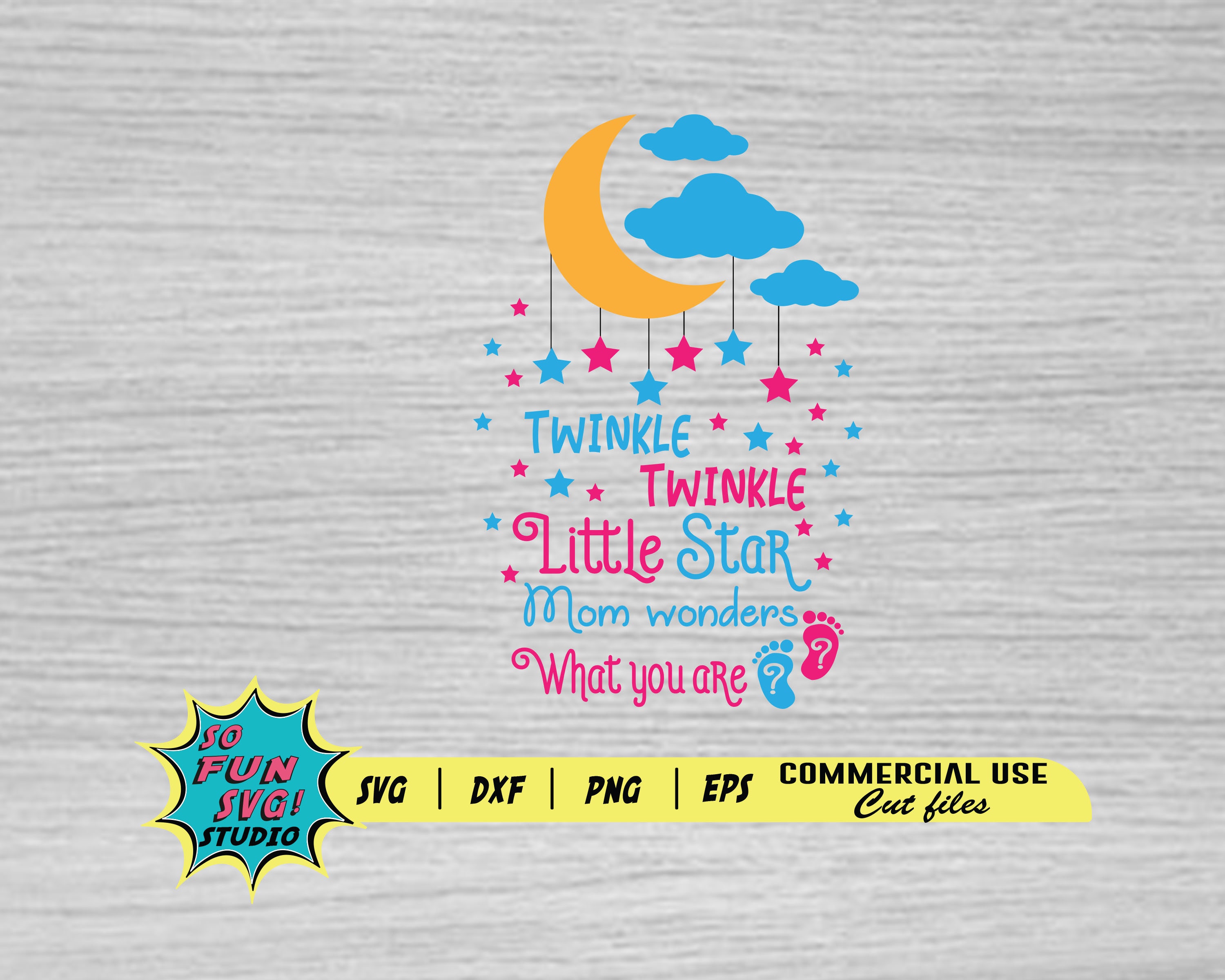 Twinkle Twinkle Little Star Gender Reveal Boy Girl Bundle Svg Exf Png ...