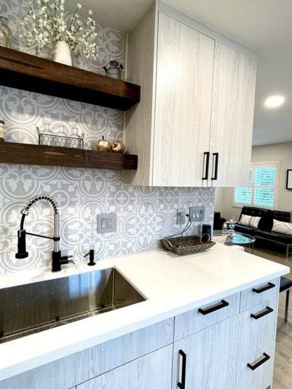 White Radius Floating Shelves With Plate Groove, Custom Size Floating ...