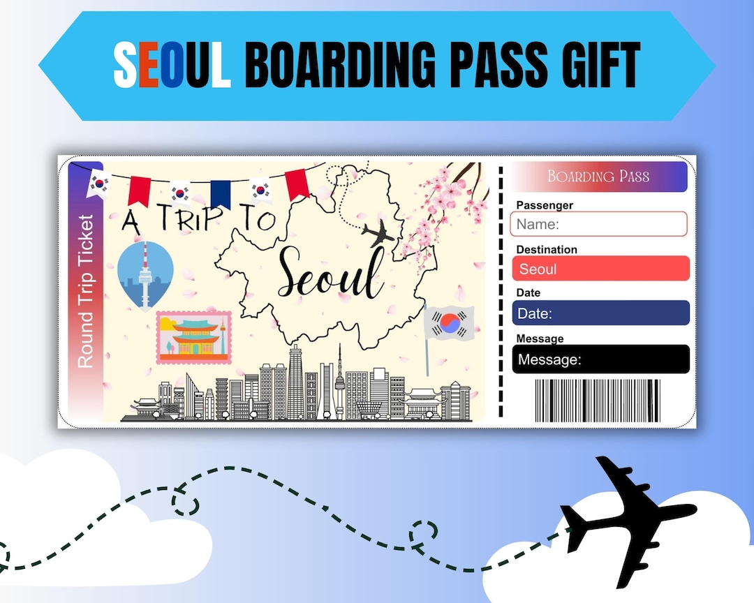 Seoul Boarding Pass Gift Ticket Surprise Birthday Boarding - Etsy