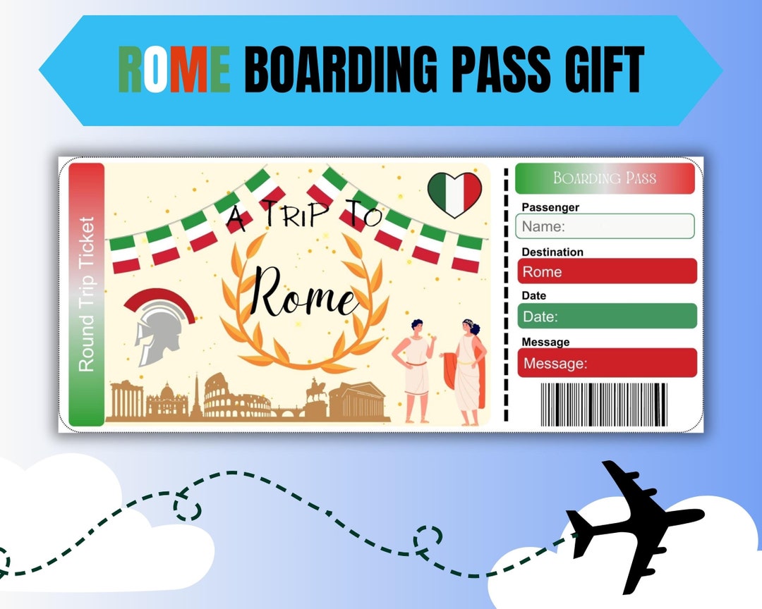 Rome Boarding Pass Gift Ticket: Printable Surprise Flight (digital ...