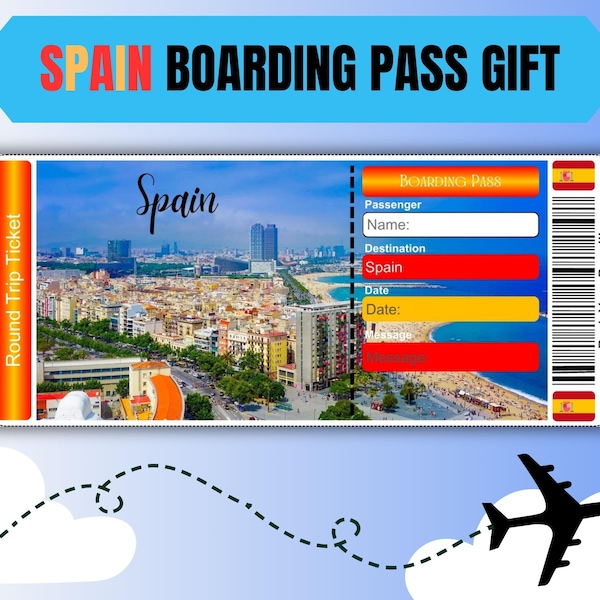 Boarding Pass Template in Spanish - Etsy
