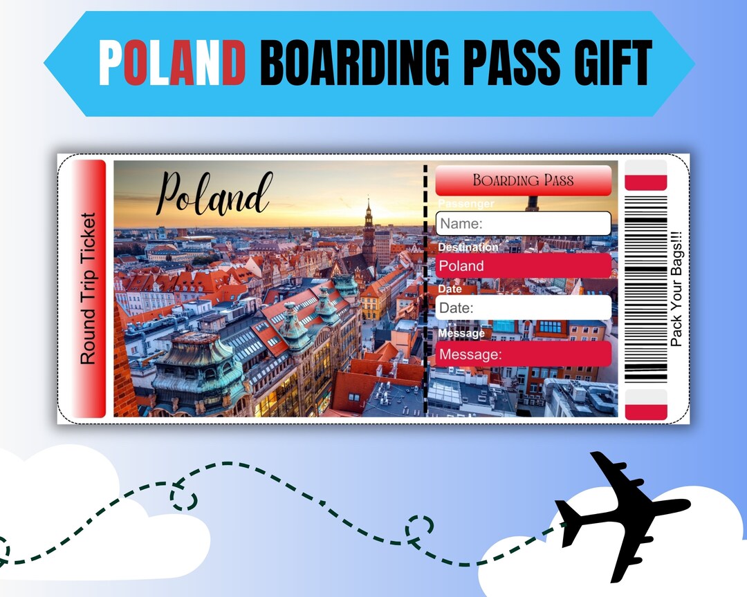 Personalized Poland Boarding Pass Gift Ticket (digital Download) - Etsy