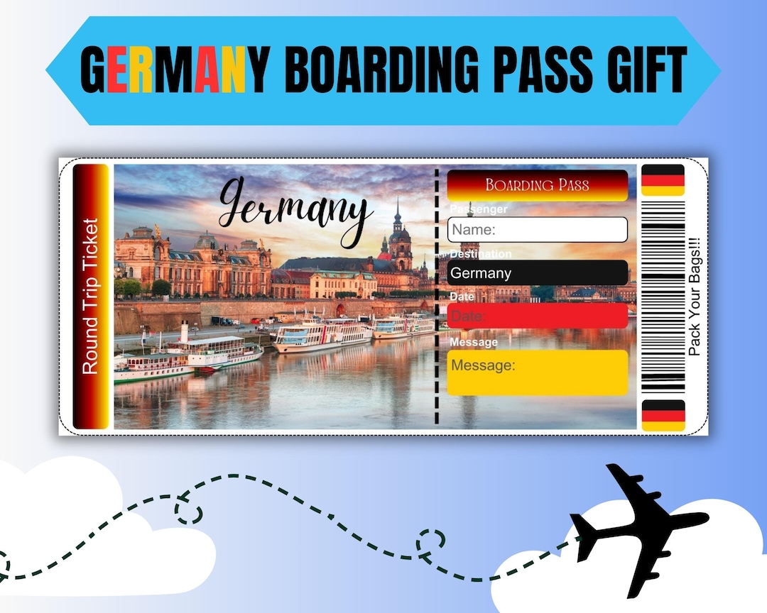 Germany Boarding Pass Gift Ticket, Unique Birthday Boarding Pass Plane ...