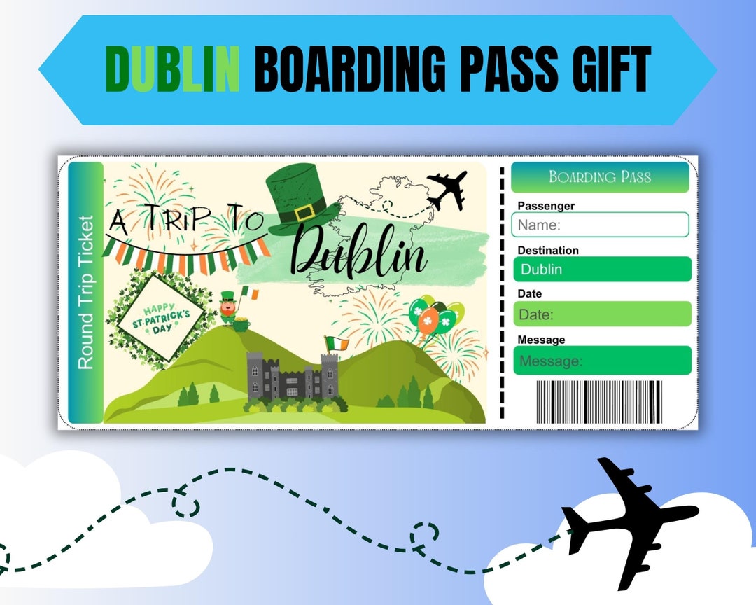 Dublin Boarding Pass Gift Ticket: Personalized Airline Surprise ...