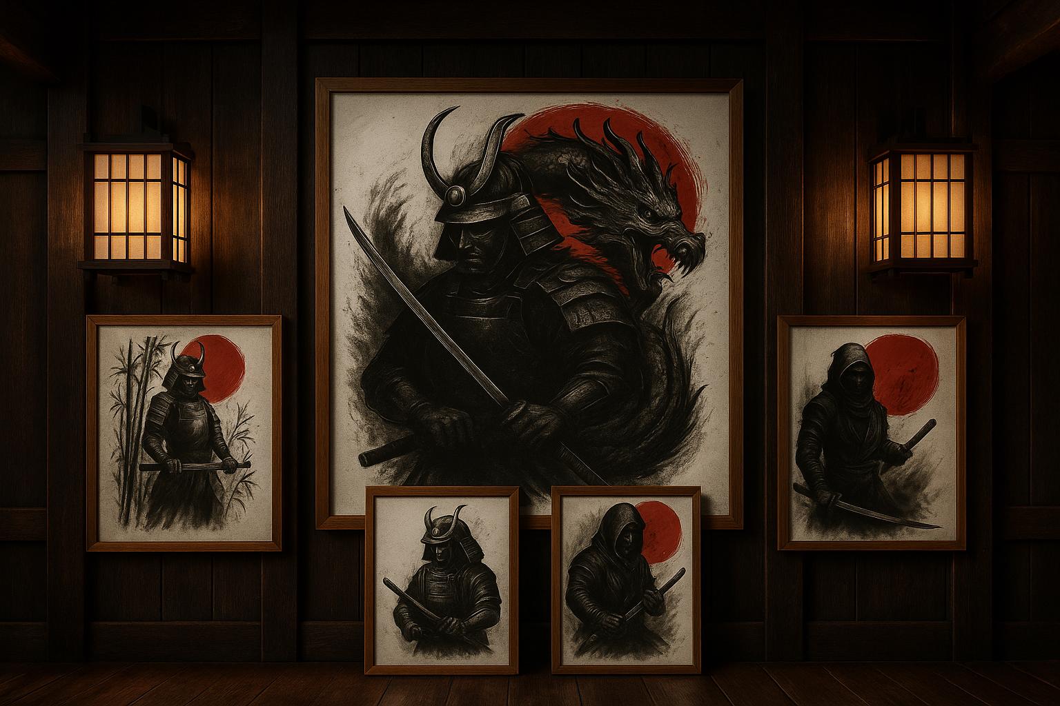 Samurai Horseback Ride PNG: Japanese Warrior Ink-brush Art (digital ...