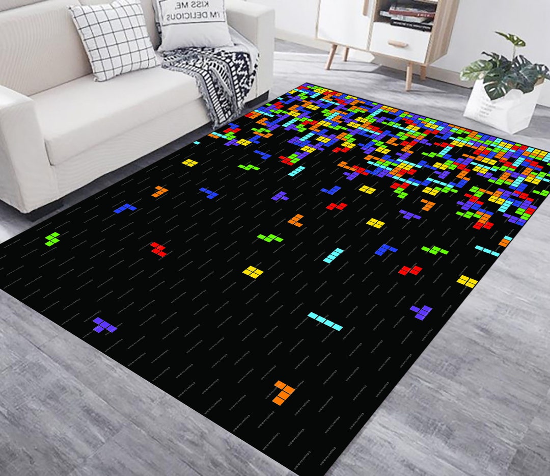 Tetris Tetris Rug Retro Gamer Gaming Room Rug Game Room - Etsy