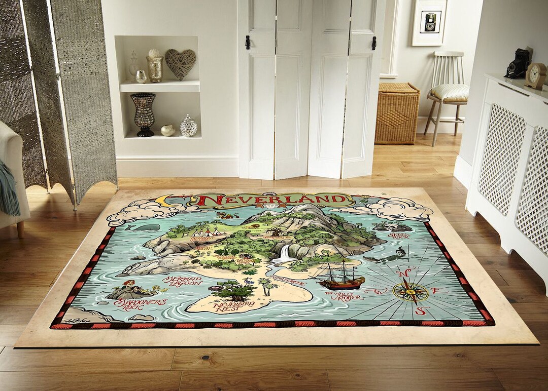 Maps Rug Map Rug Neverland Rug Decor Rug Cool Rug for - Etsy