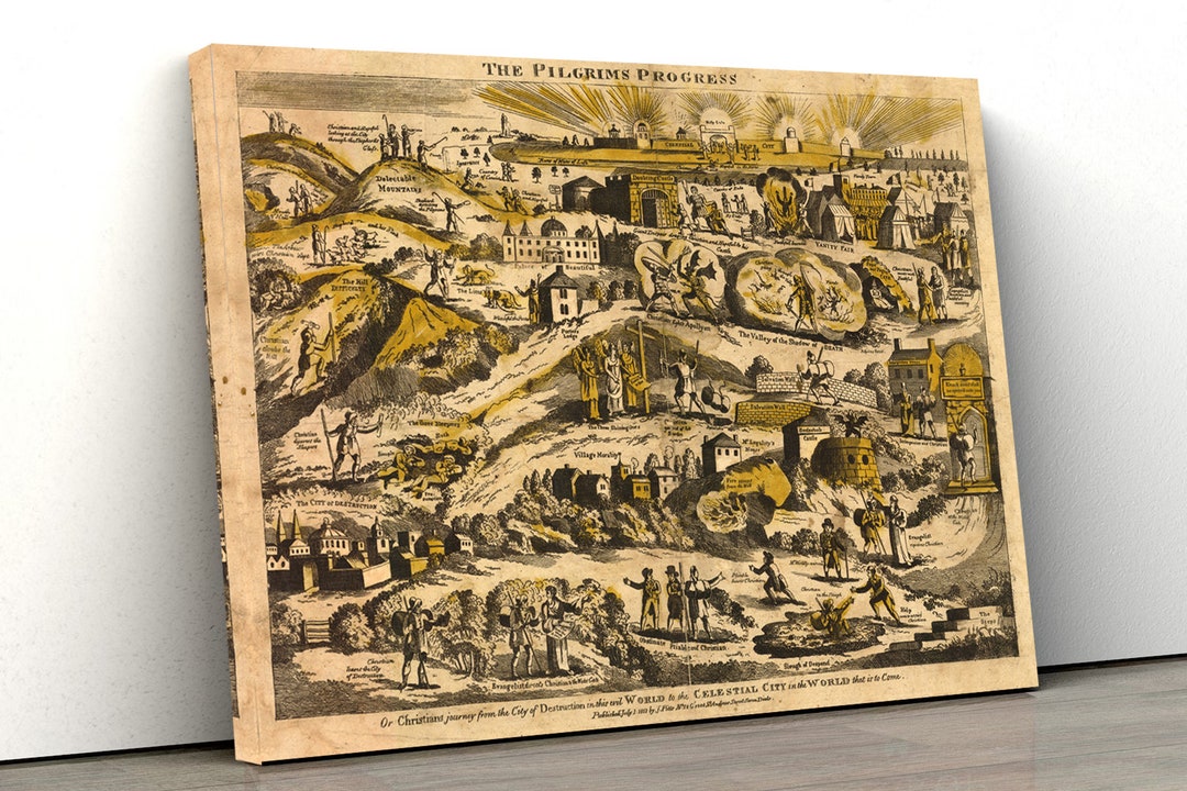 The Pilgrim's Progress Map 1813 Print, Illustration Map of the Pilgrim ...