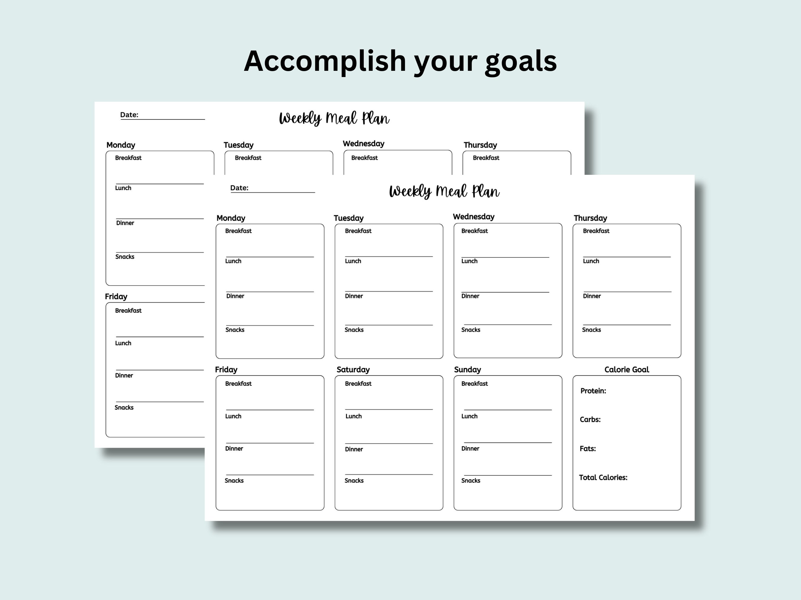 Printable Weekly Meal Planner Template Etsy