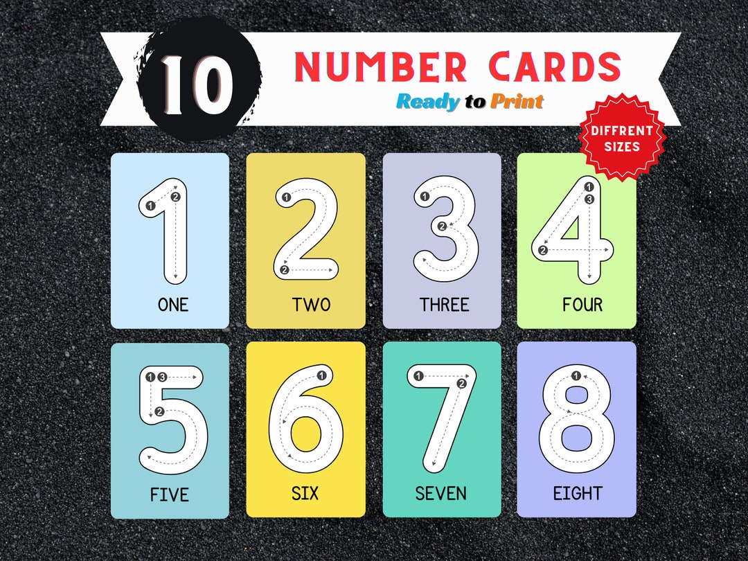 Number Flashcards - Set of 10 Printable Educational Designs | Instant ...