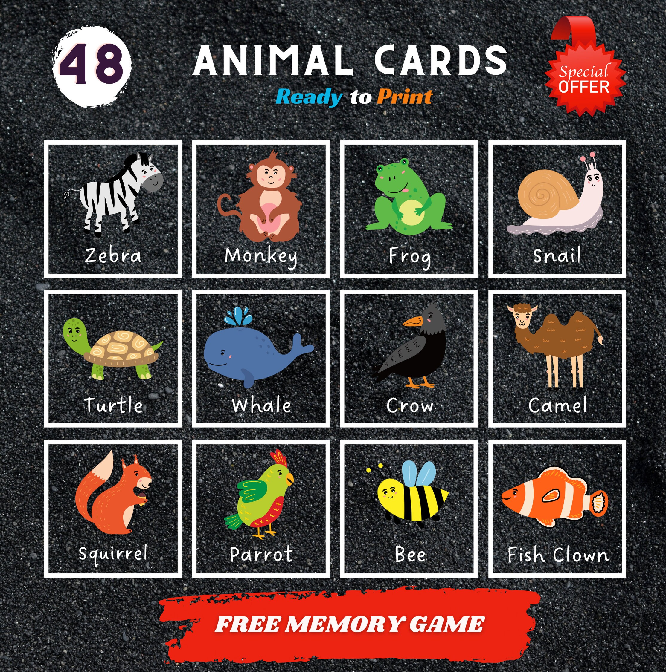 Animal Flashcards: 48 Educational Cards | Perfect for Learning ...